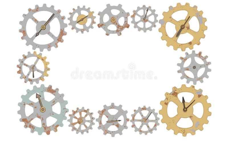 Steampunk Style Gear Border, Abstract Mechanical Cogwheel Fram Stock ...