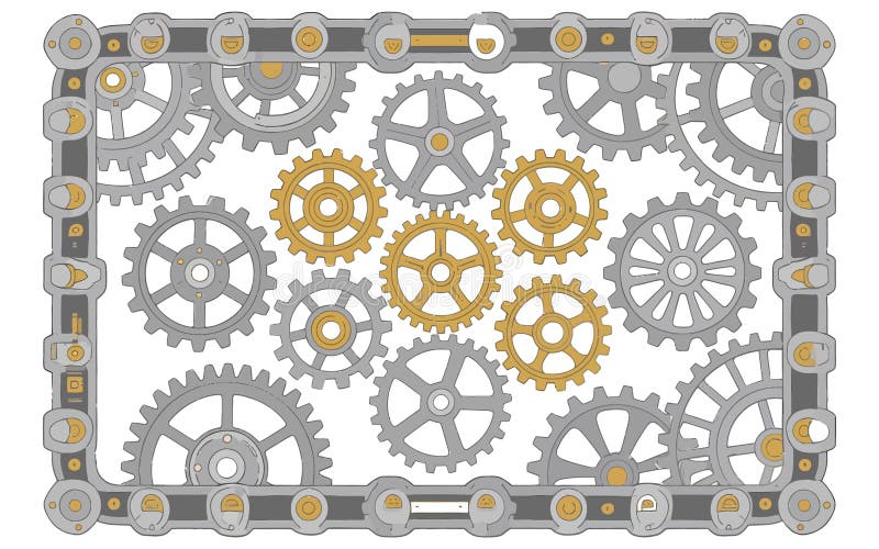 Steampunk Style Gears and Chain Border Stock Vector - Illustration of ...