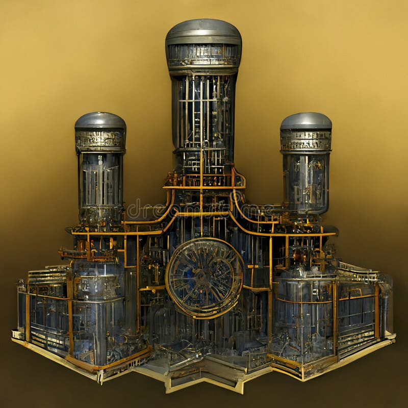 A Steampunk Style Nuclear Reactor. Futuristic Concept Design Stock ...