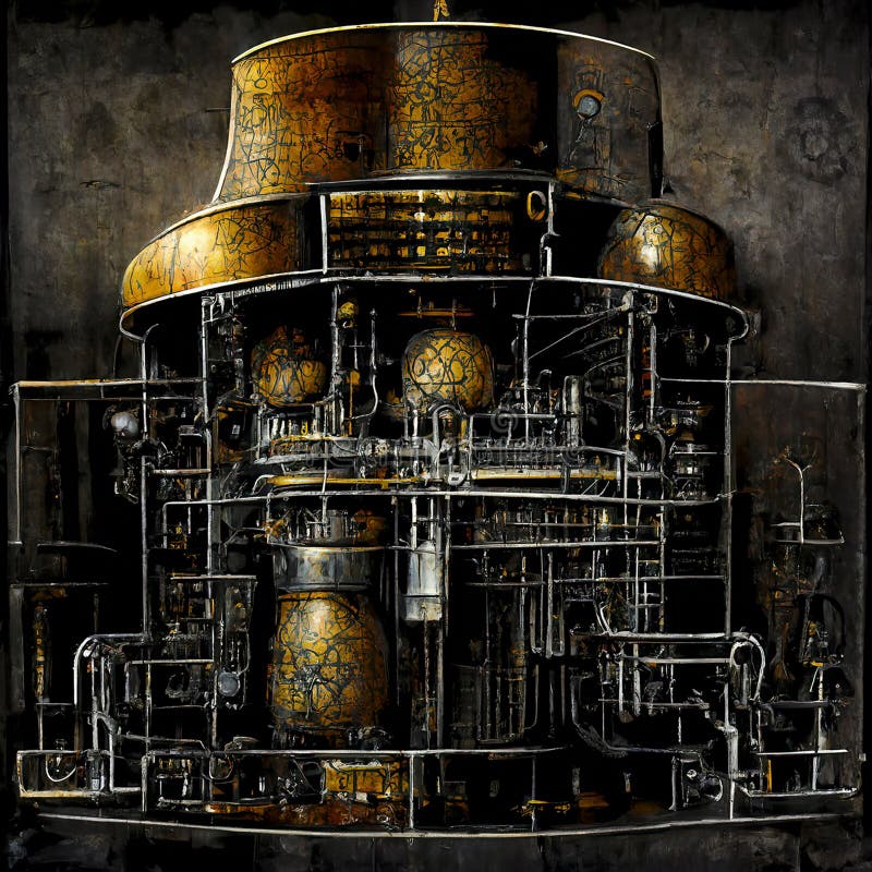 A Steampunk Style Nuclear Reactor. Futuristic Concept Design Stock ...