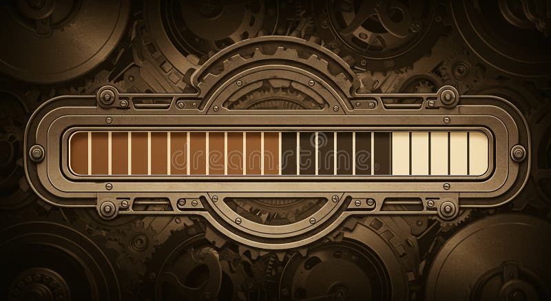A Steampunk-style Progress Bar is Centered Against a Backdrop Featuring ...