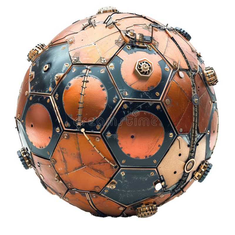 Steampunk Style Soccer Ball Combining Metal and Copper Elements Stock ...