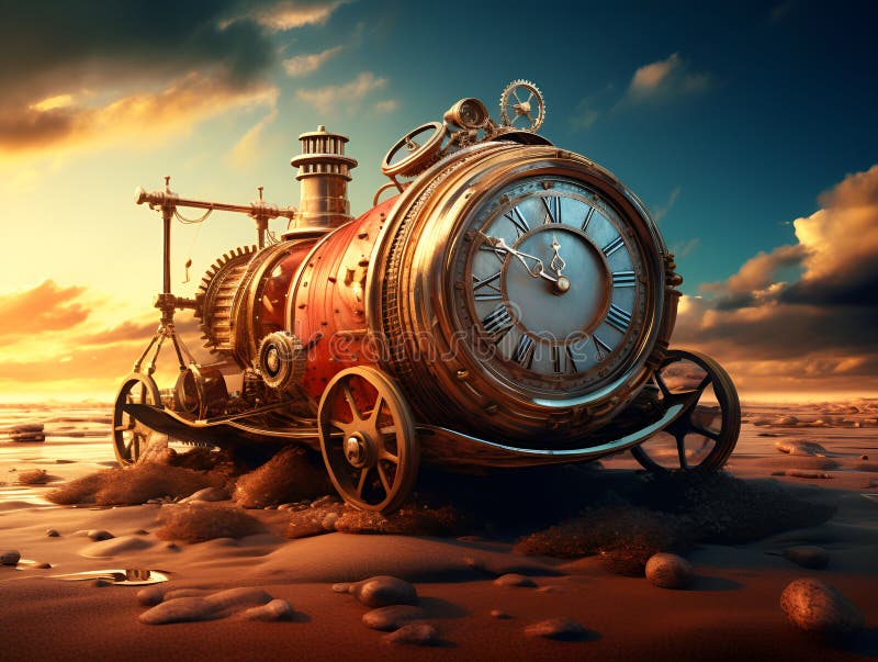 Steampunk Style Time Machine, Ai Generative Stock Illustration ...