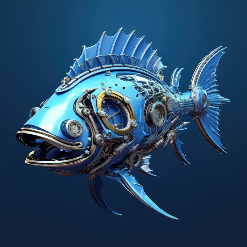 Steampunk Robotic Fish stock illustration. Illustration of futuristic ...