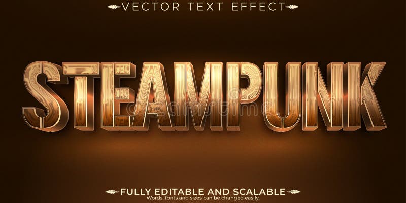 Steampunk Text Effect Editable History and Old Text Style Stock Vector ...