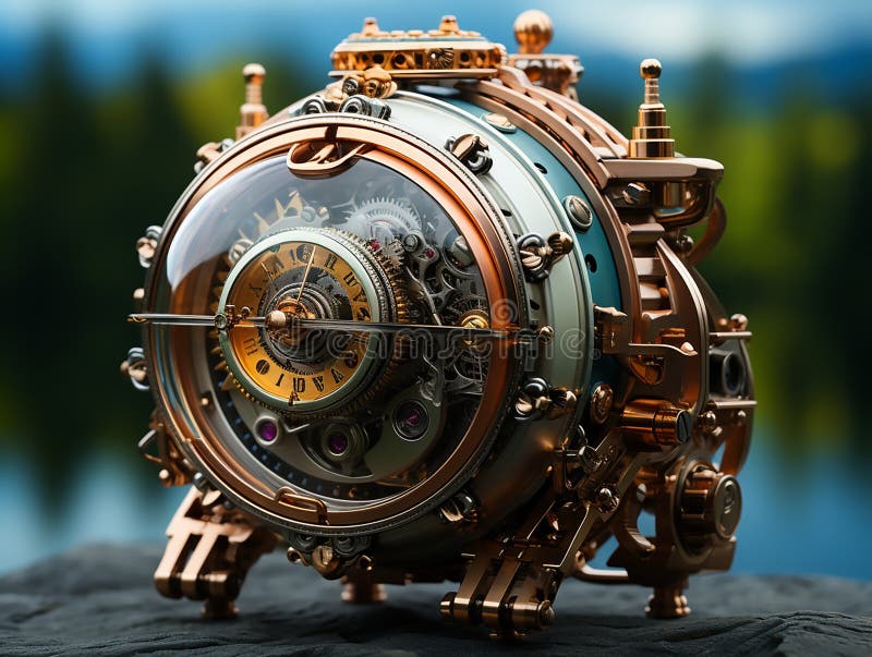 Steampunk time machine stock illustration. Illustration of gears ...