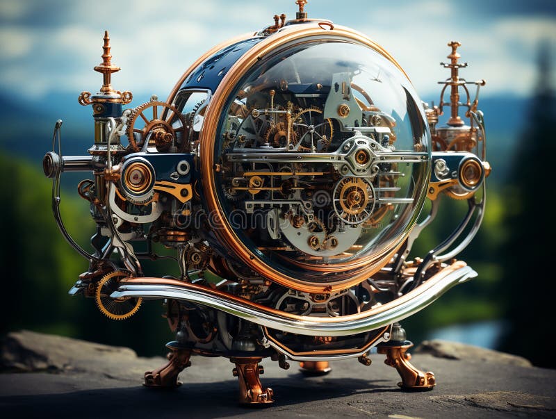 Steampunk time machine stock illustration. Illustration of gears ...