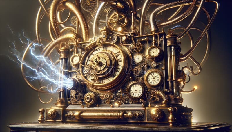 Steampunk Time Machine with Electric Discharge Stock Illustration ...