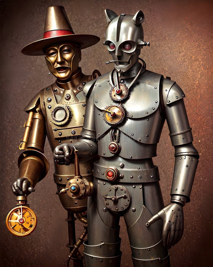 Steampunk Tin Man, Generative AI Illustration Stock Illustration ...