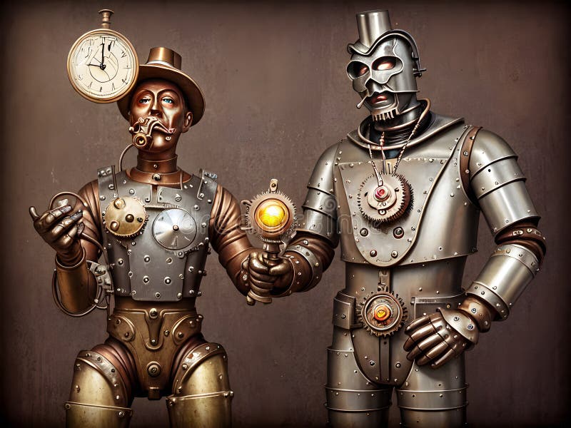Steampunk Tin Man, Generative AI Illustration Stock Illustration ...