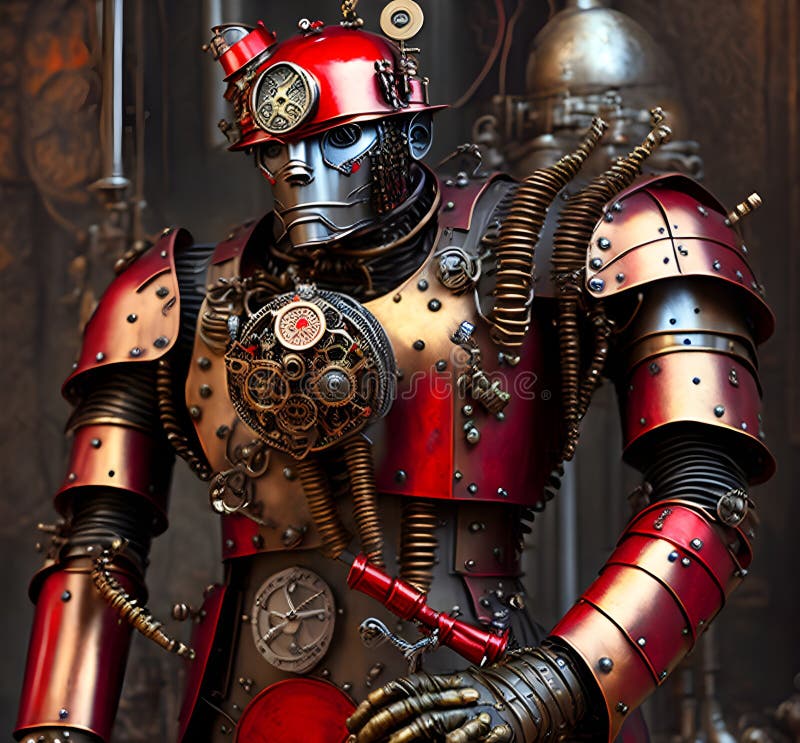 Steampunk Tin Man, Generative AI Illustration Stock Illustration ...