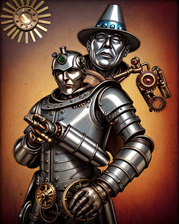 Steampunk Tin Man, Generative AI Illustration Stock Illustration ...