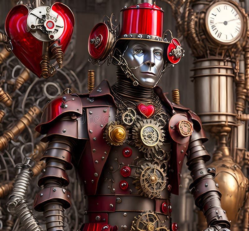 Steampunk Tin Man, Generative AI Illustration Stock Illustration ...