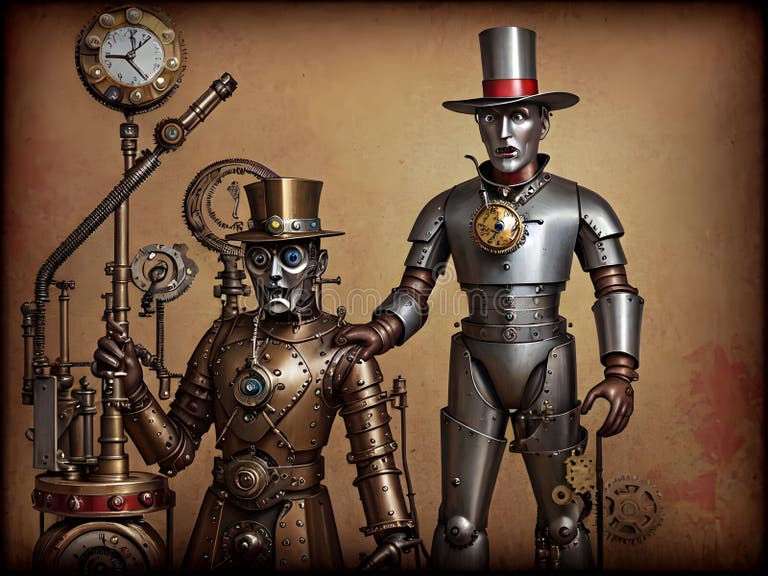 Steampunk Tin Man, Generative AI Illustration Stock Illustration ...
