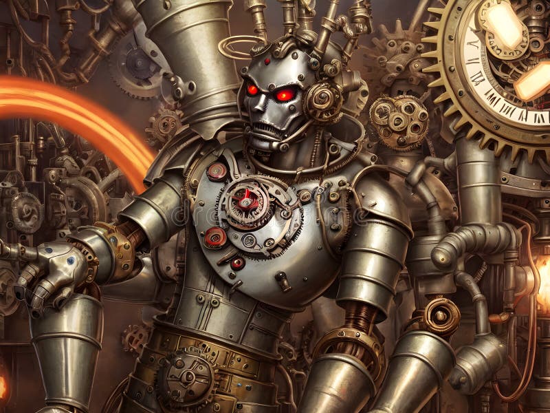 Steampunk Tin Man, Generative AI Illustration Stock Illustration ...