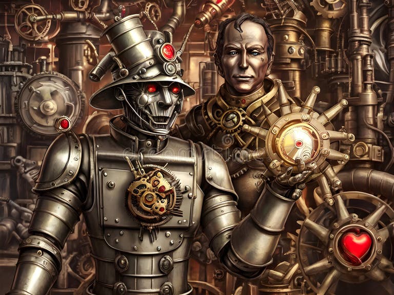 Steampunk Tin Man, Generative AI Illustration Stock Illustration ...