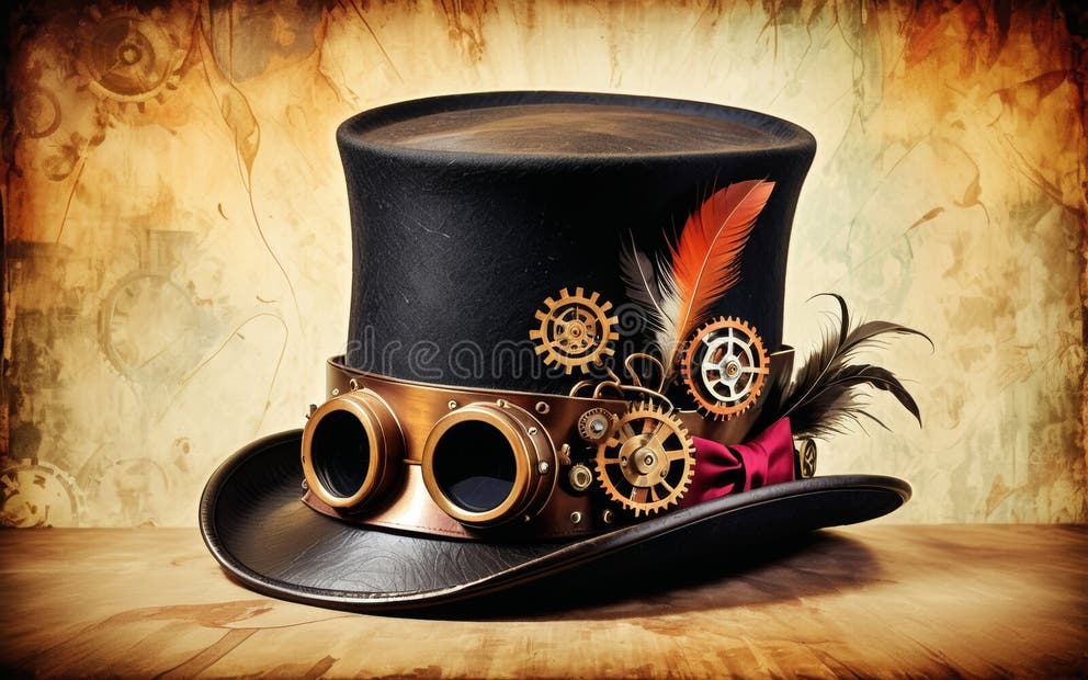 Steampunk Top Hat with Gears Stock Illustration - Illustration of gears ...