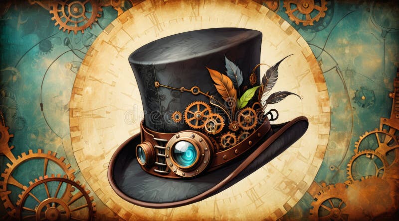 Steampunk Top Hat with Gears Stock Illustration - Illustration of ...
