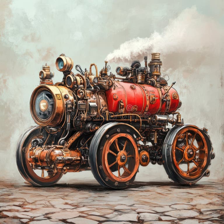 Steampunk Vehicle Fantasy Art Illustration Stock Illustration ...