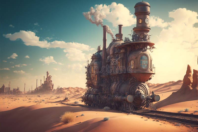 Steampunk Train Background in a Steampunk Style, Generative Ai Stock ...