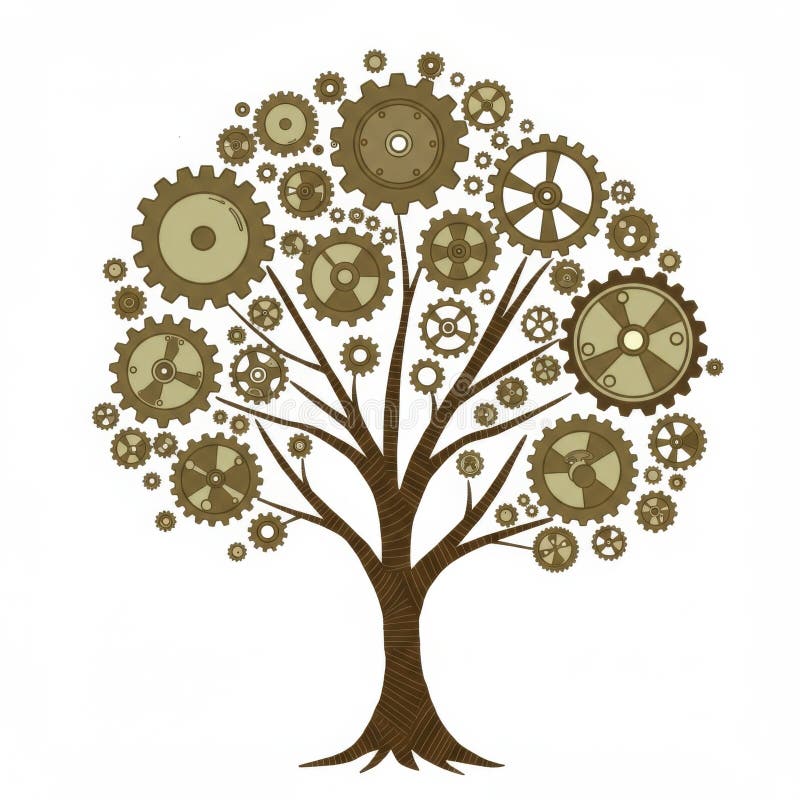 Steampunk Tree Gear Illustration Stock Illustration - Illustration of ...