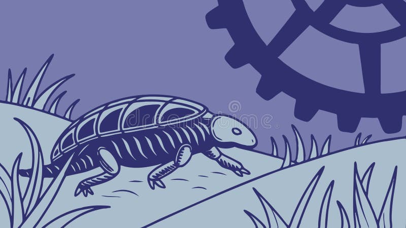 Steampunk Turtle and Gears in Abstract Landscape, Vector Design ...