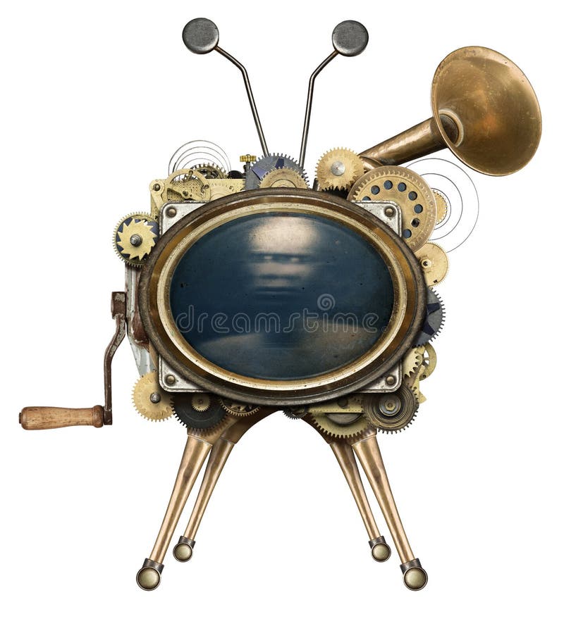 Steampunk TV stock image. Image of collage, cogwheel - 56229435