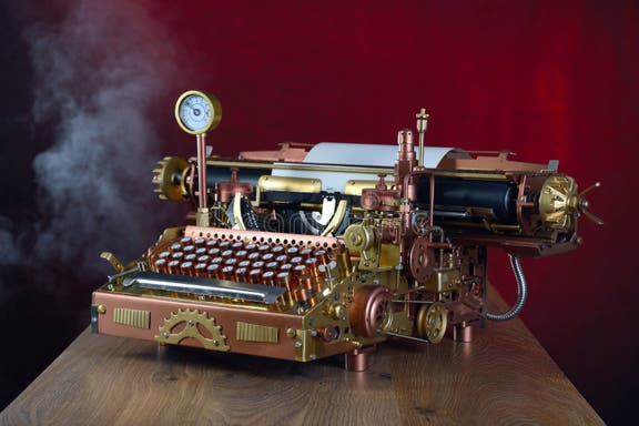 Steampunk Typewriter. stock photo. Image of text, machine - 28093910
