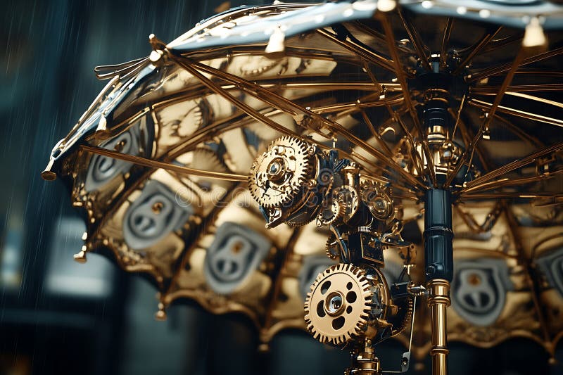 Steampunk Umbrella with Intricate Gears and Design, Isolated Stock ...