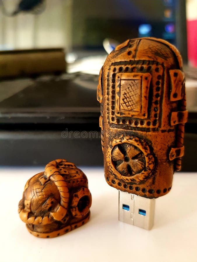 Steampunk USB Flash Drive on the Table Stock Photo - Image of carving ...