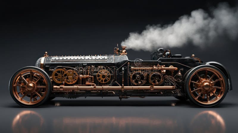 Crome and Metal, Luxury Steampunk Vehicle Profile Stock Illustration ...