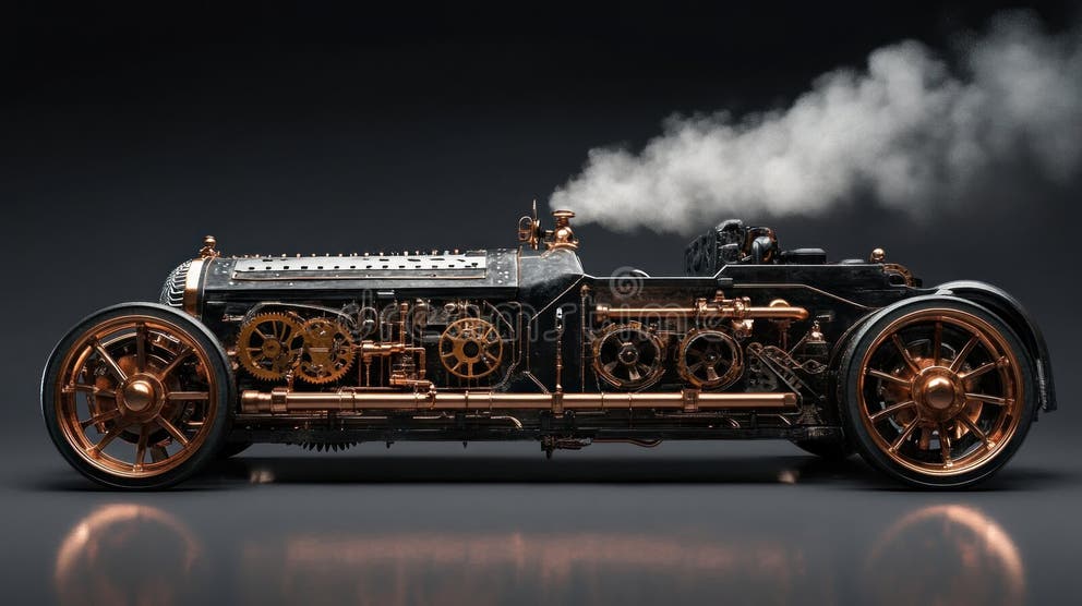 Crome and Metal, Luxury Steampunk Vehicle Profile Stock Illustration ...