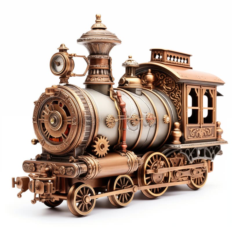 Steampunk Vintage Train Model on White Background Stock Illustration ...