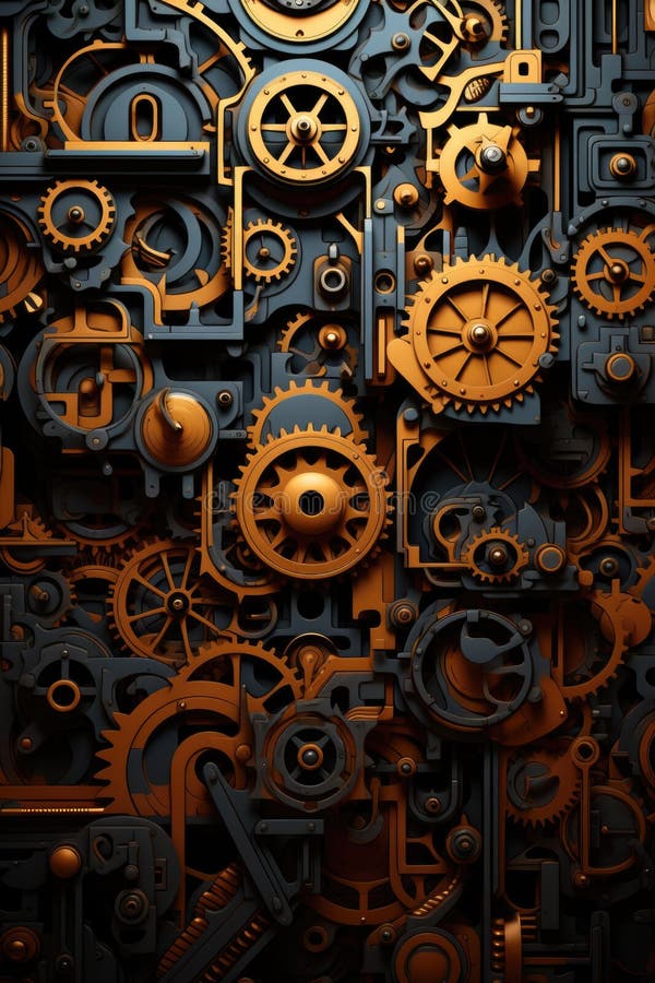 Steampunk Wallpaper with Gears and Cogs, AI Stock Image - Image of ...