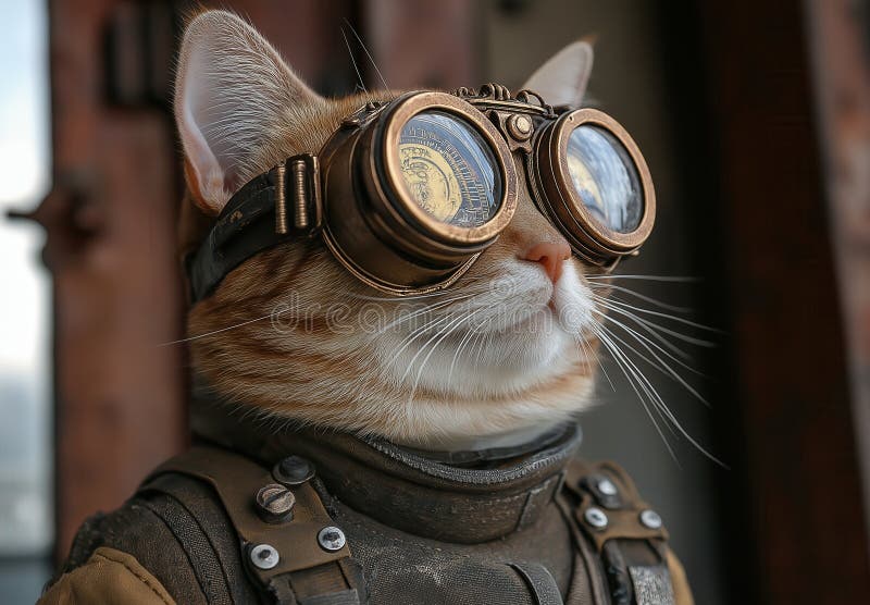 Steampunk Warrior Cat in Futuristic Armor. Stock Photo - Image of scifi ...