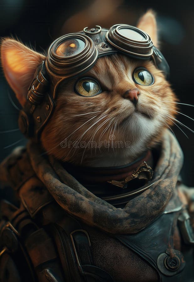 Steampunk Warrior Cat in Futuristic Armor. Stock Photo - Image of ...