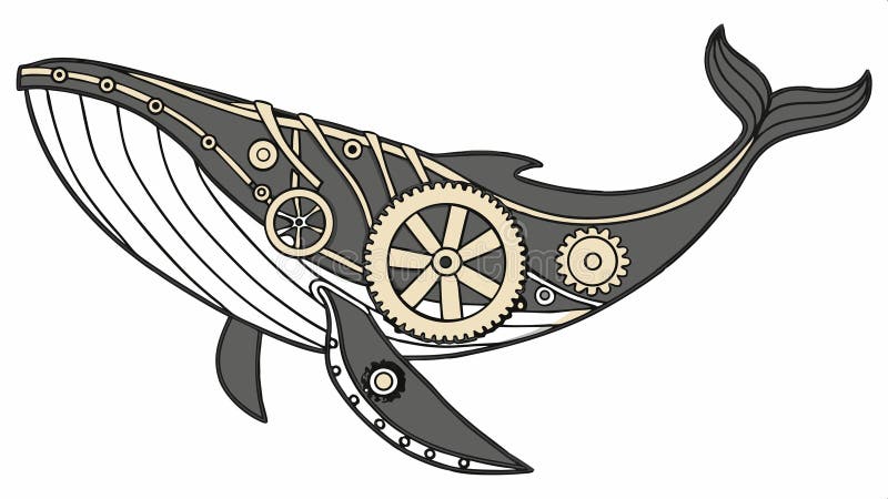 Steampunk Whale Mechanical Sea Creature and Fantasy Technology Vector ...