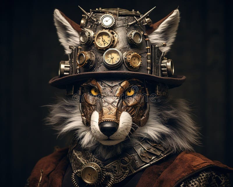 The Steampunk of the Wolf is a Wolf Hat. Stock Illustration ...