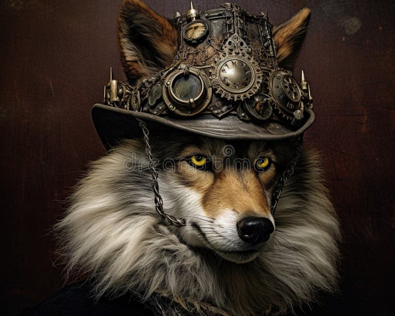 The Steampunk of the Wolf is a Wolf Hat. Stock Illustration ...