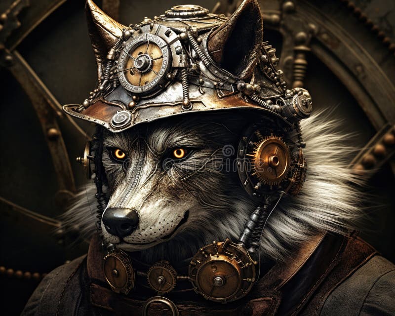 The Steampunk of the Wolf is a Wolf Hat. Stock Illustration ...
