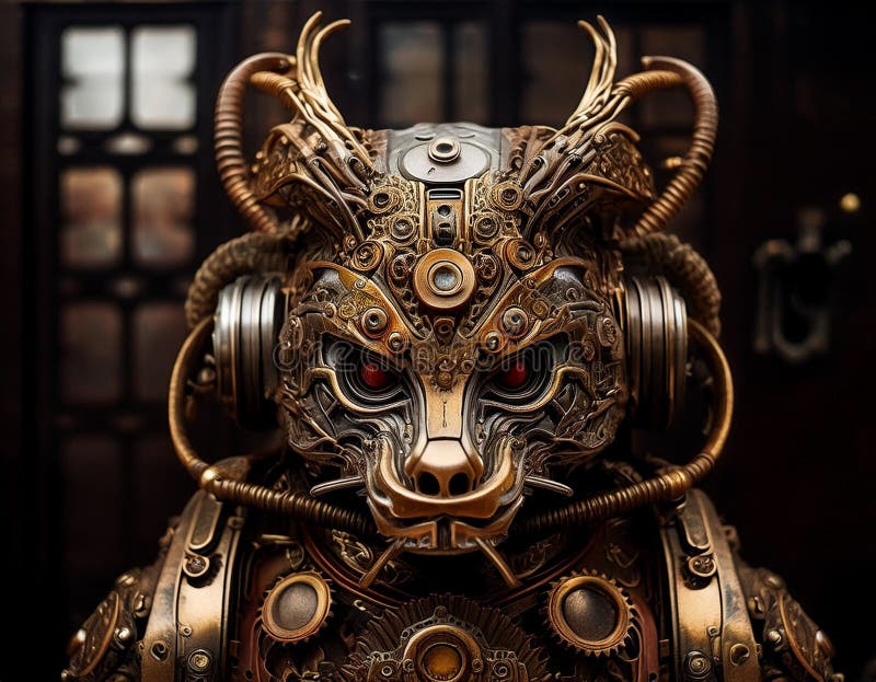 Steampunk Yokai with Mechanical Features Stock Photo - Image of ...