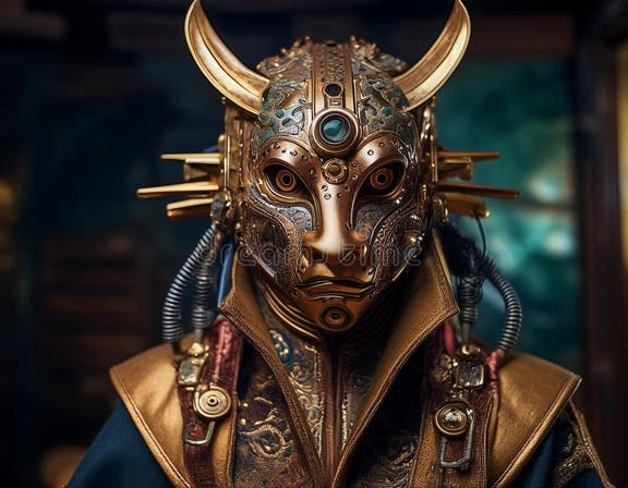 Steampunk Yokai with Mechanical Features Stock Image - Image of ...