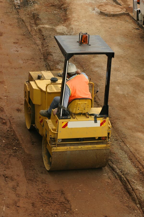 Steamroller stock photo. Image of flatten, yellow, site - 63876