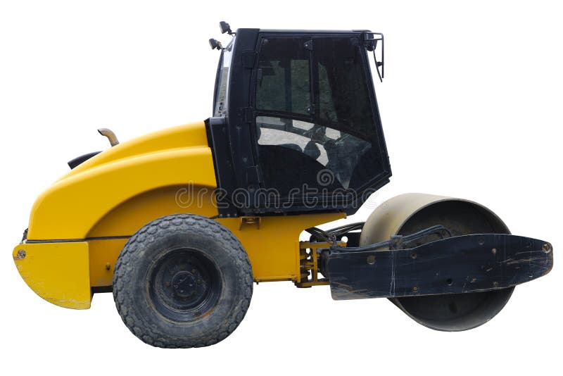 Compactor on White Background Stock Image - Image of asphalting, pave ...
