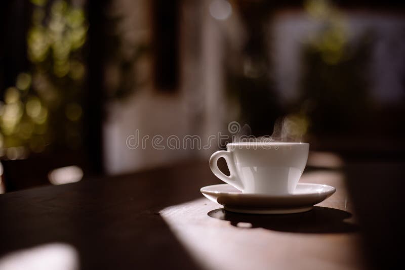 Steamy Coffee Cup in the Sunlight Stock Image - Image of espresso ...