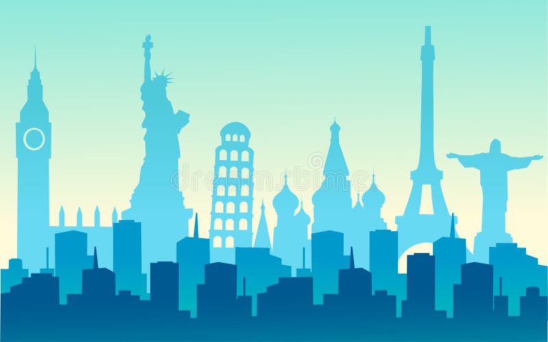 Steden van de wereld vector illustratie. Illustration of mensen - 21196235