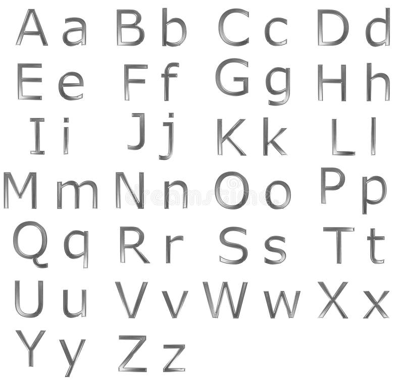 Steel Alphabet on White stock illustration. Illustration of metallic ...