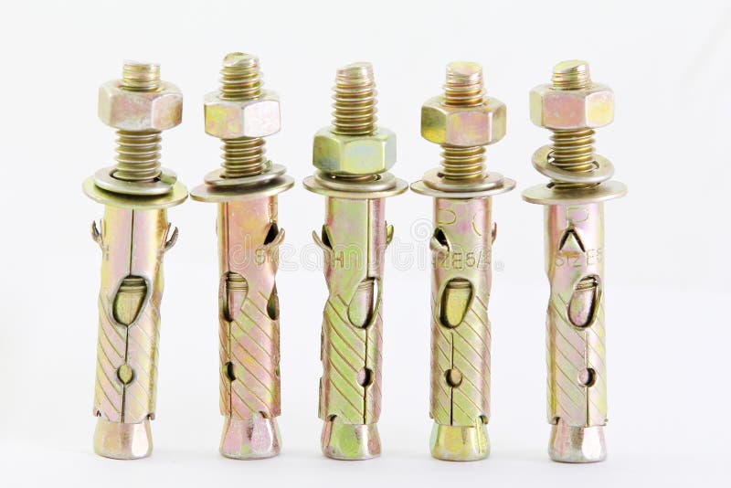 Steel Anchor Bolts Isolated Stock Image - Image of fasteners, anchor ...