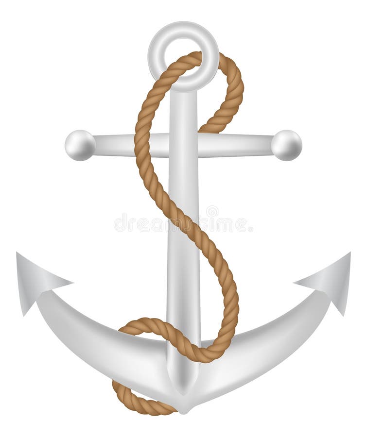 Steel Anchor with Brown Rope Logo Isolated Stock Vector - Illustration ...