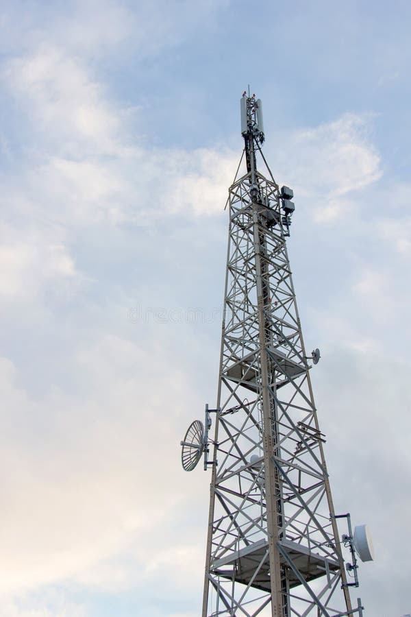 Steel Antenna with Transmitter Stock Image - Image of communications ...